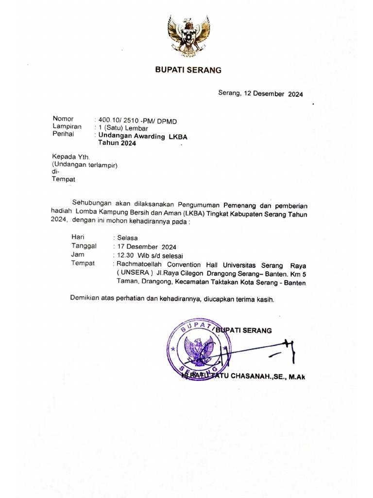 Undangan Awarding LKBA 2024 | PDF