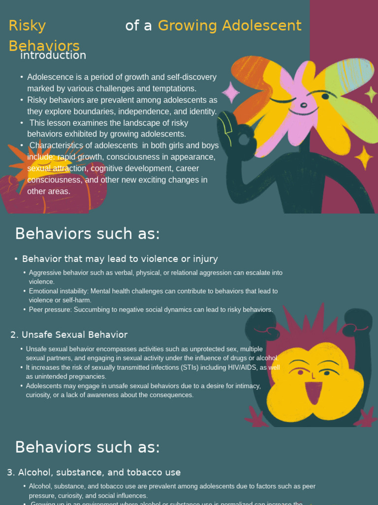 LESSON 7 RISKY BEHAVIORS OF A GROWING ADOLESCENT | PDF | Adolescence ...