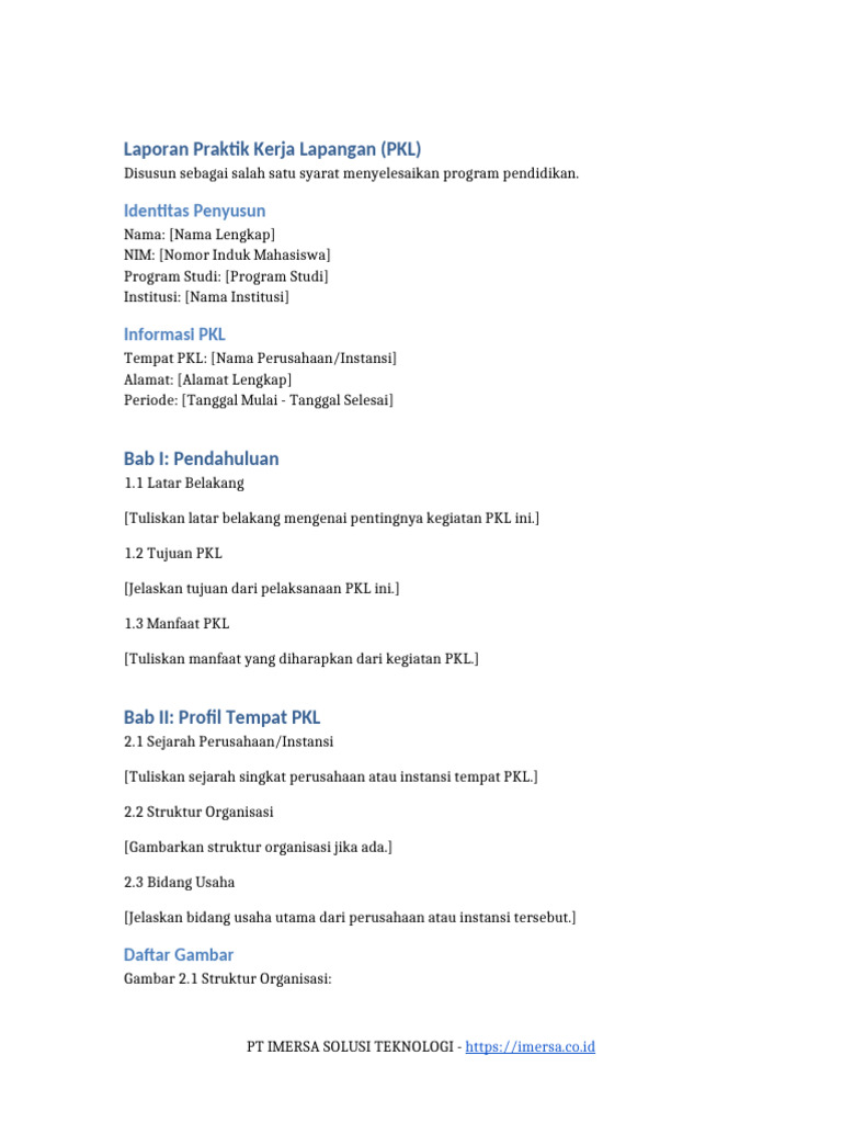Contoh Laporan PKL Yang Ada Daftar Gambar | PDF