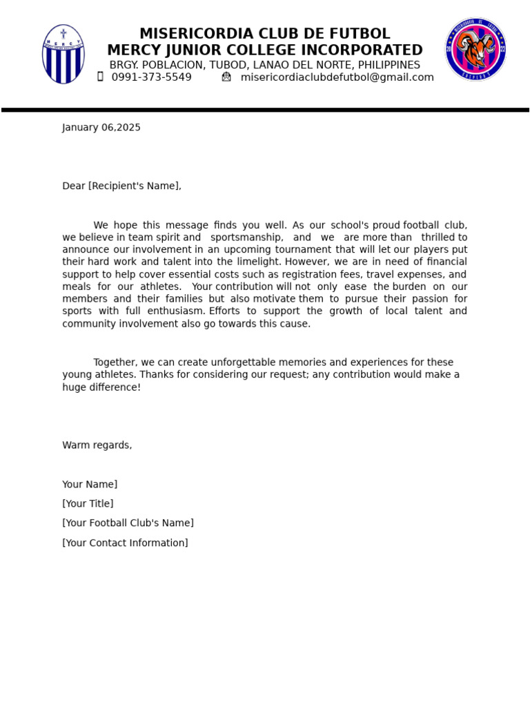 Football Solicitation LTR | PDF