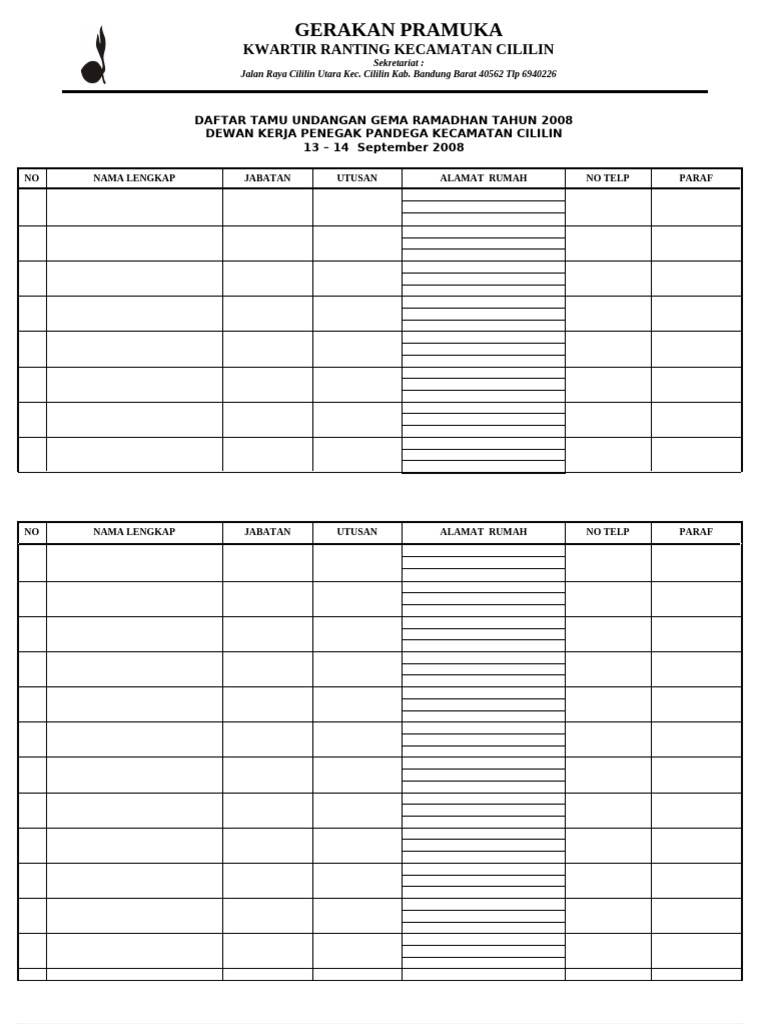 DAFTAR TAMU N LEMBARAN | PDF