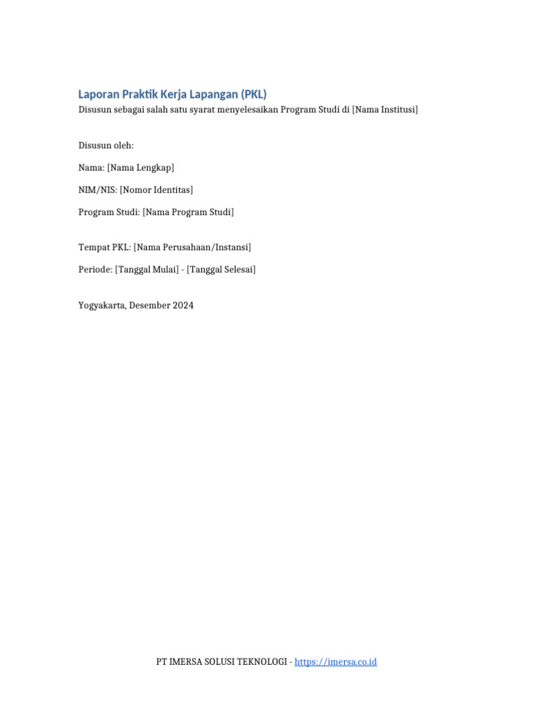 Contoh Penulisan Laporan PKL Yang Benar | PDF