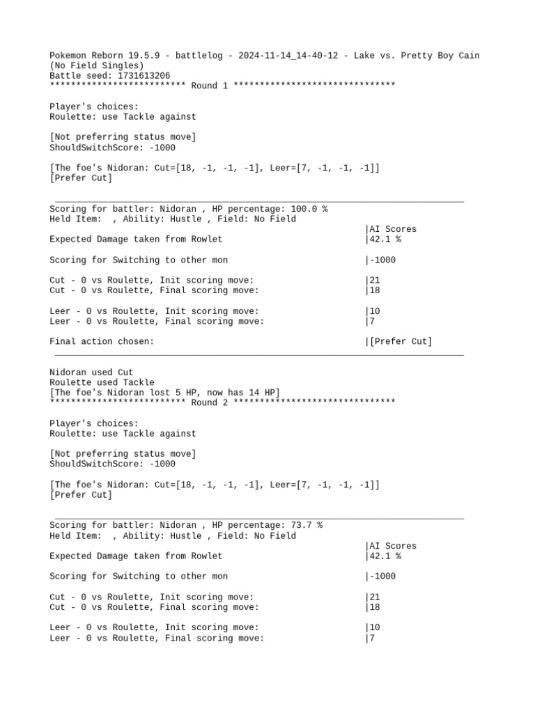 Battlelog - 2024-11-14 - 14-40-12 - Lake vs. Pretty Boy Cain (No Field Singles) | PDF