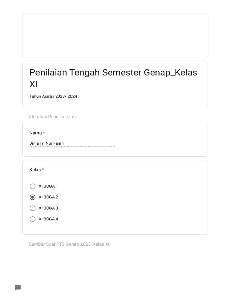 Penilaian Tengah Semester Genap - Kelas XI | PDF