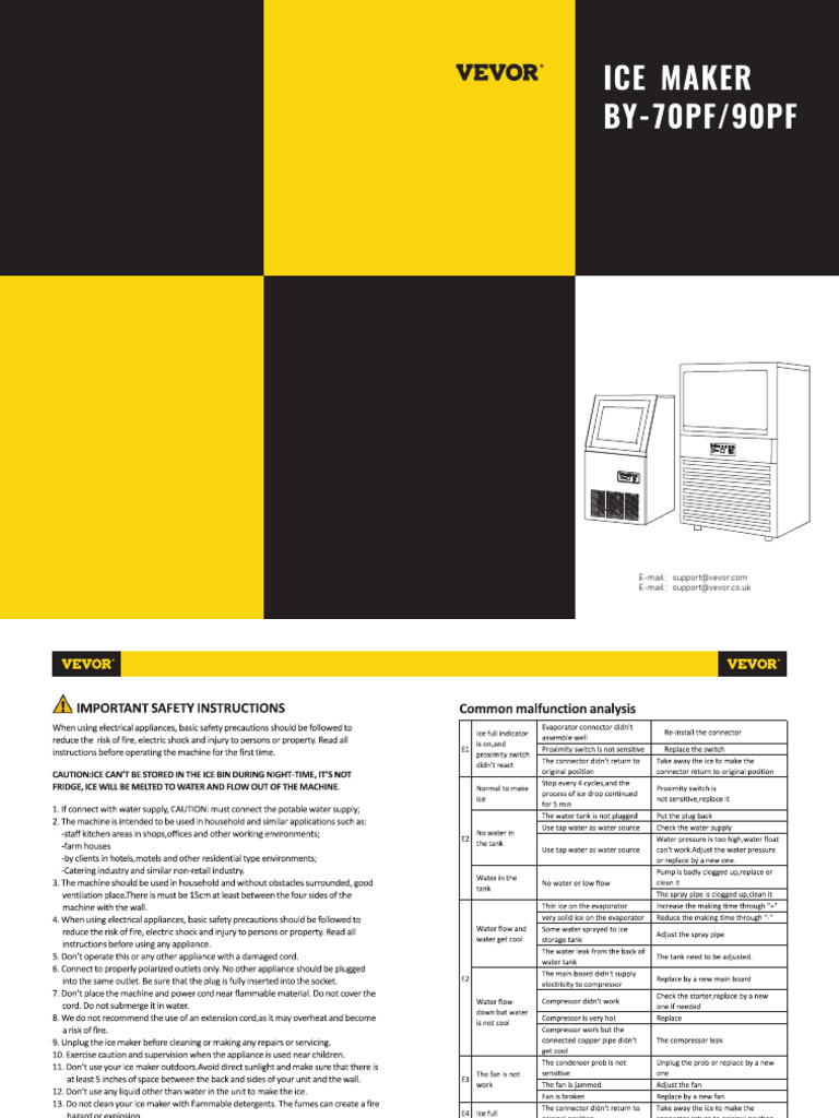 Vevor Ice Machine Manual | PDF