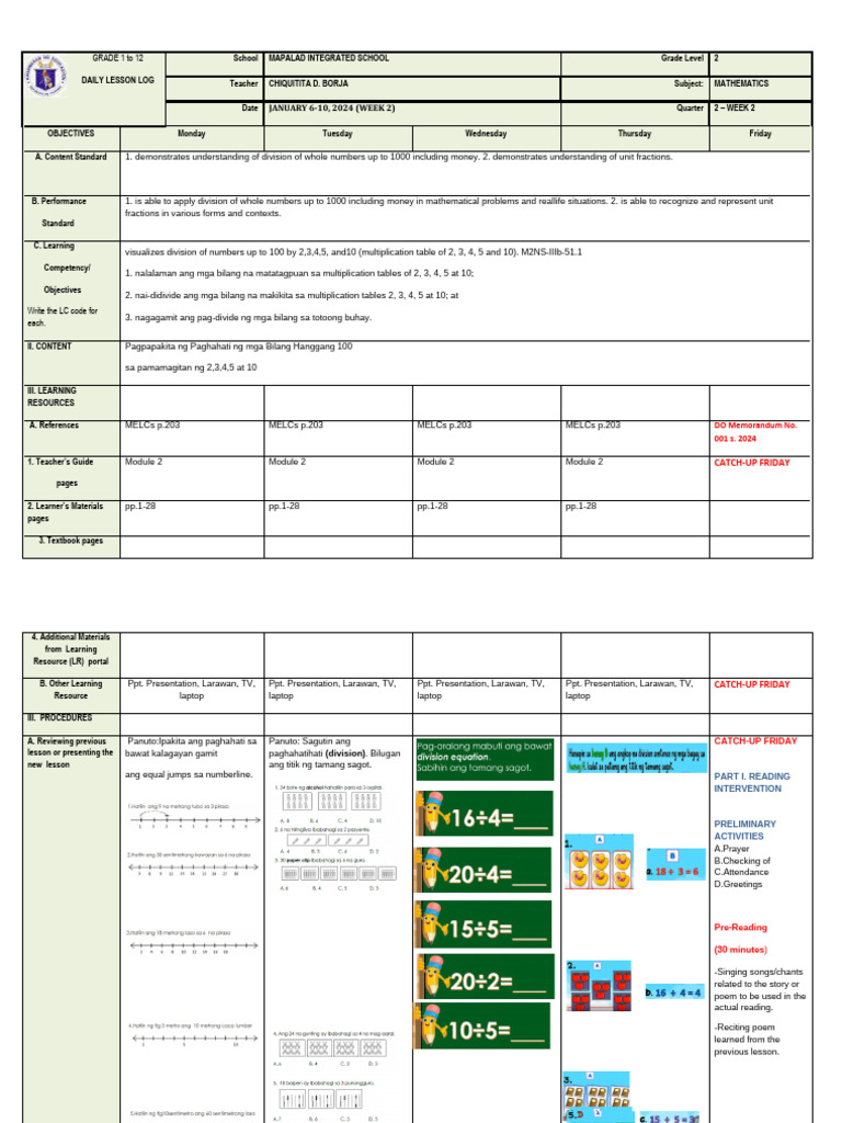 DLL Math 2 Q3 W2 Tagalog | PDF