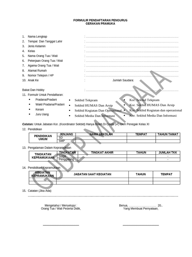 Formulir Pendaftaran | PDF
