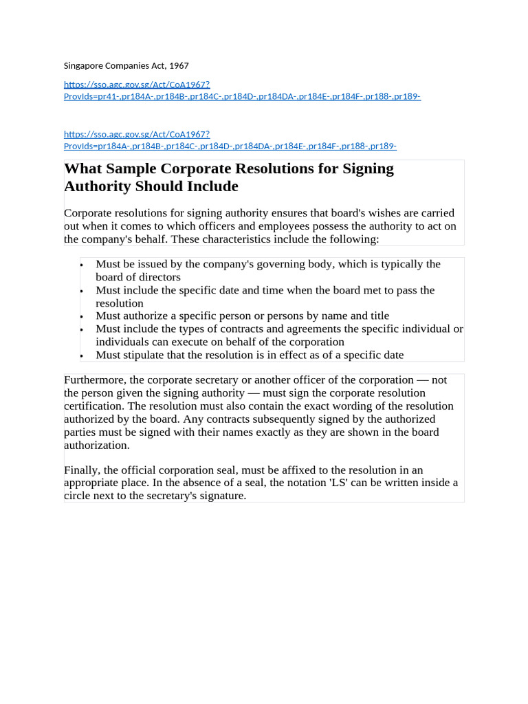 Signing Authority Resolution | PDF | Chief Financial Officer | Signature