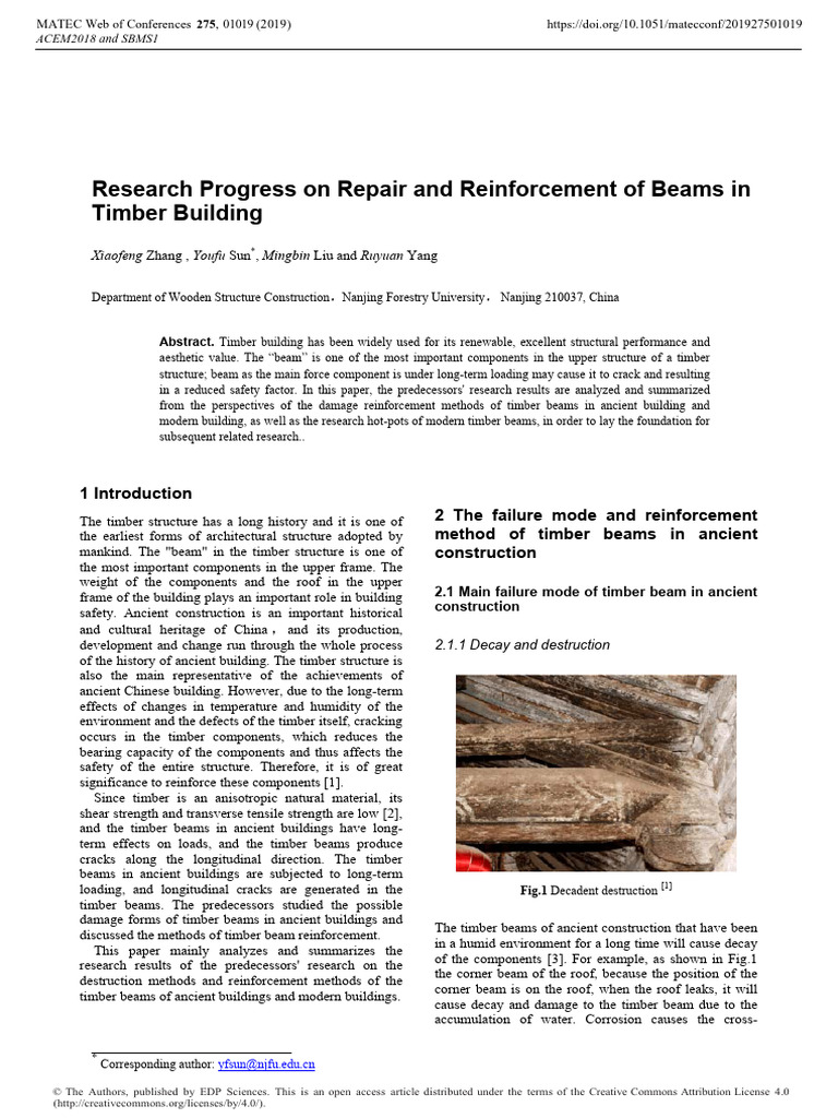 Repairing Timber Beams in Ancient Structures | PDF | Beam (Structure ...