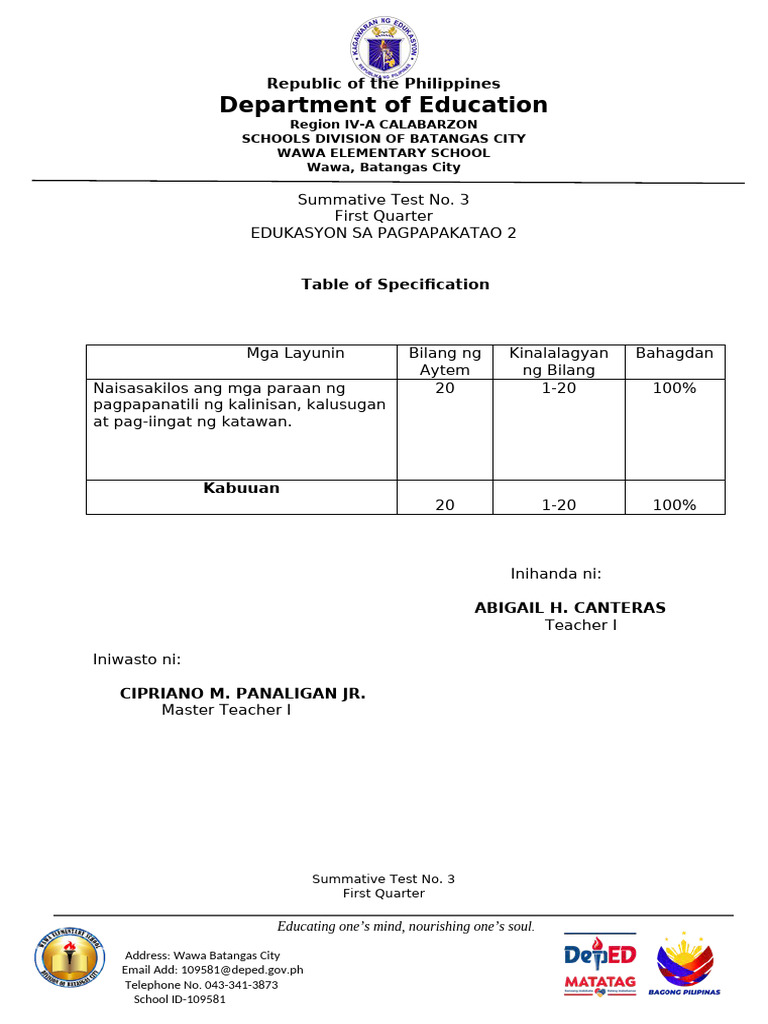 3rd Summative Test Q1 Pdf 5053