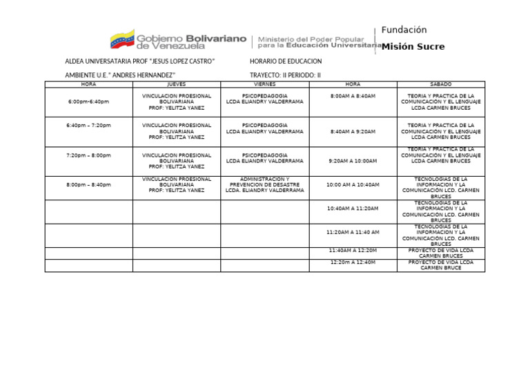 Horario Roxana | PDF
