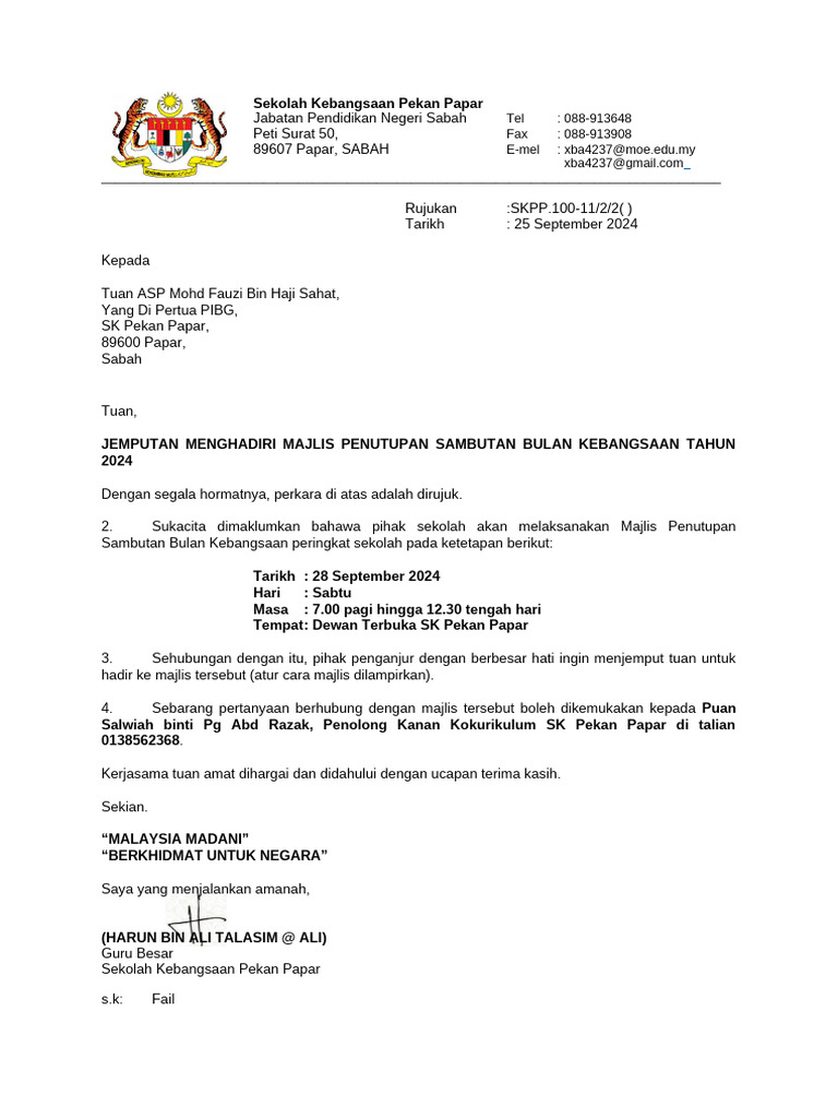 Surat Jemputan Ydp 2024 | PDF