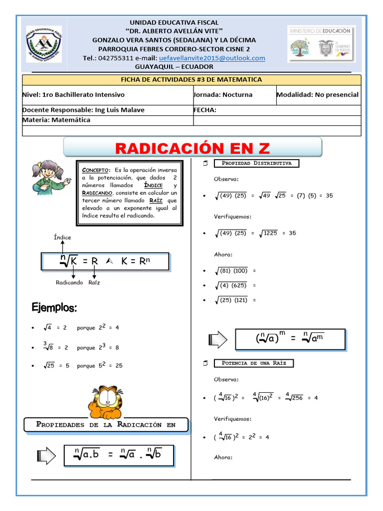 Math 1ero Bach Ficha 3 | PDF | Raíz cuadrada | Exponenciación