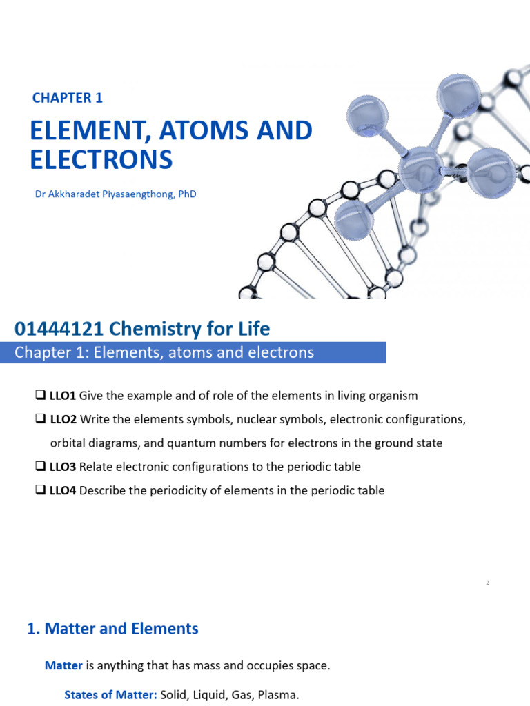 Chapter1 Elements Atoms And Electrons Pdf Atomic Orbital Atoms