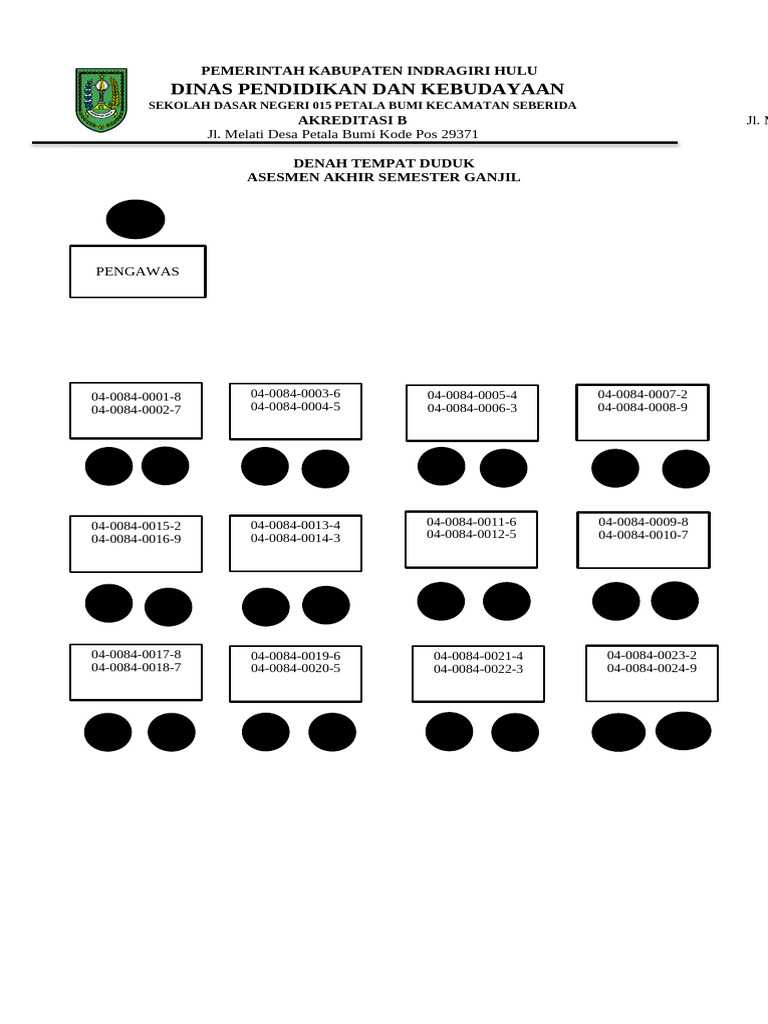 DENAH TEMPAT DUDUK PESERTA UJIAN SEKOLAH (3) | PDF