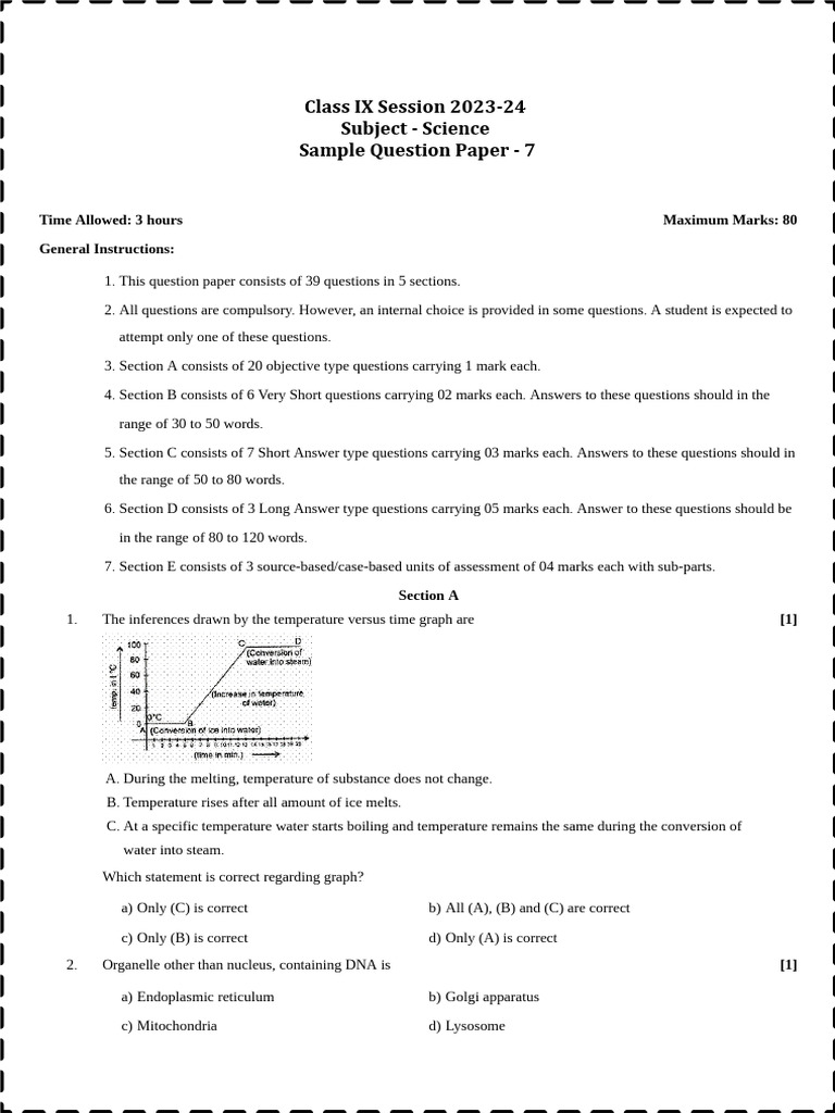 Class 9 Science SQP 07 | PDF | Mixture | Colloid