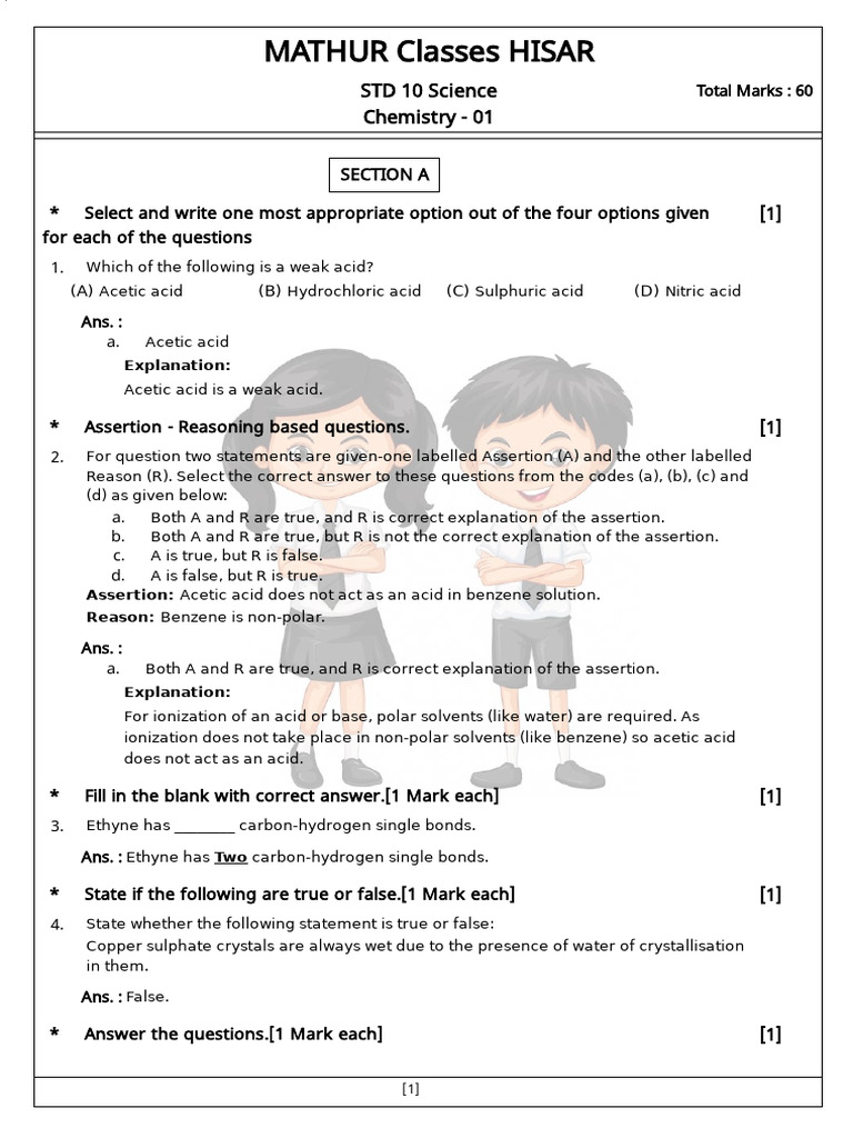 Chemistry Exam Prep for Grade 10 | PDF | Chemical Bond | Covalent Bond