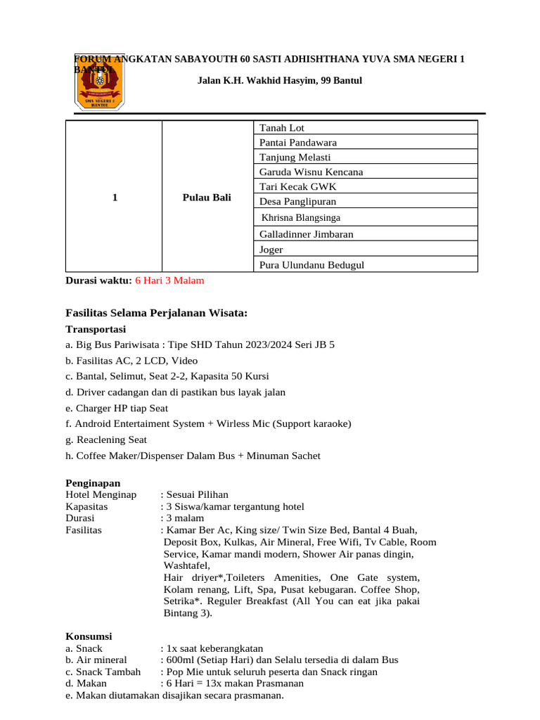 Proposal Study Tour | PDF