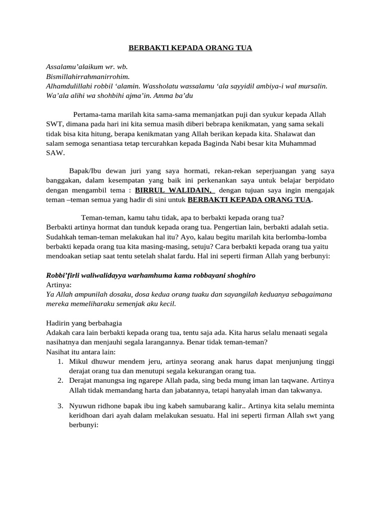 Berbakti Kepada Orang Tua | PDF