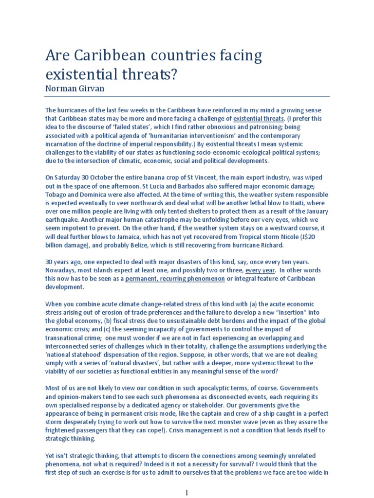 Existential Threats | PDF | Caribbean | Global Catastrophic Risk