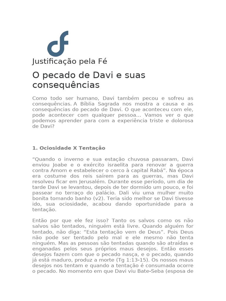 ??O pecado de Davi e suas consequências | PDF | Pecado | Davi