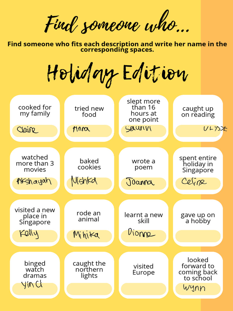 Holiday Bingo Activity Sheet | PDF