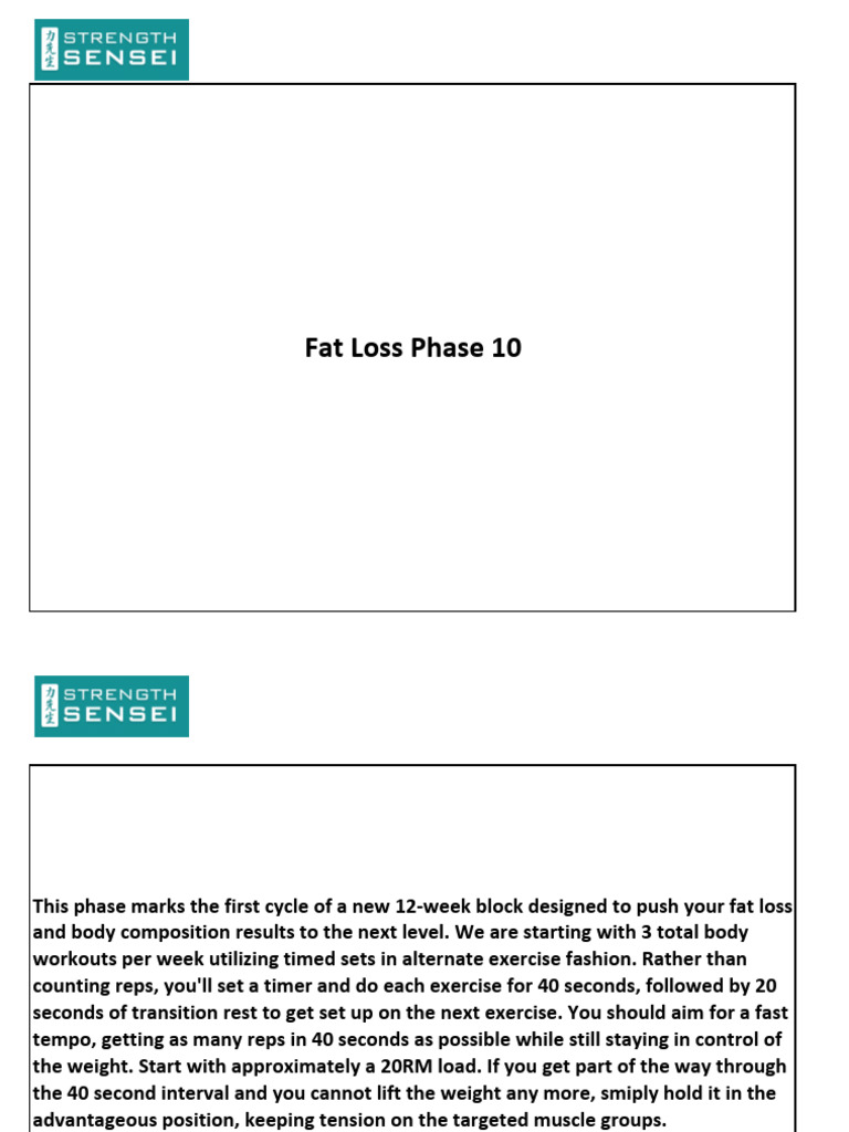 Fat Loss Program Phase 10 | PDF | Physical Fitness | Weight Training