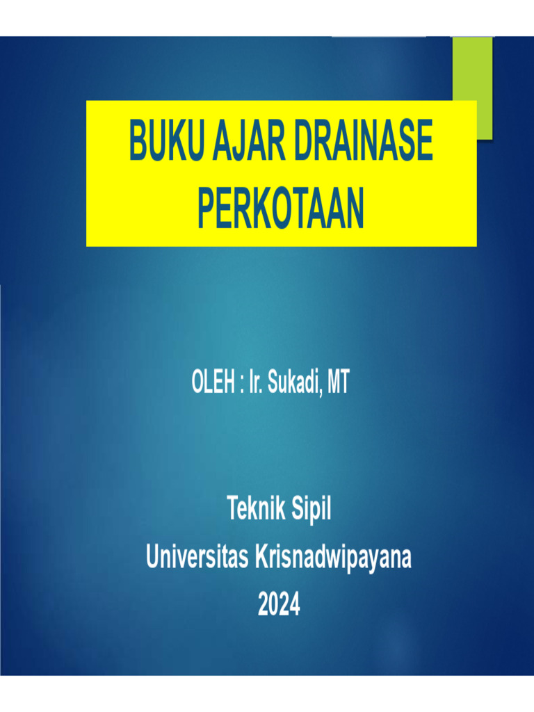 Buku Ajar Drainase Perkotaan 2024 | PDF