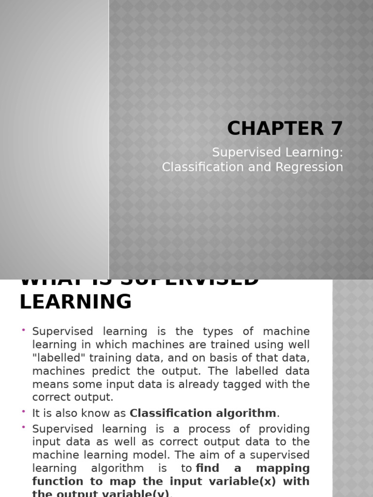 Chapter 7 Supervised Learning | PDF | Support Vector Machine | Dependent And Independent Variables