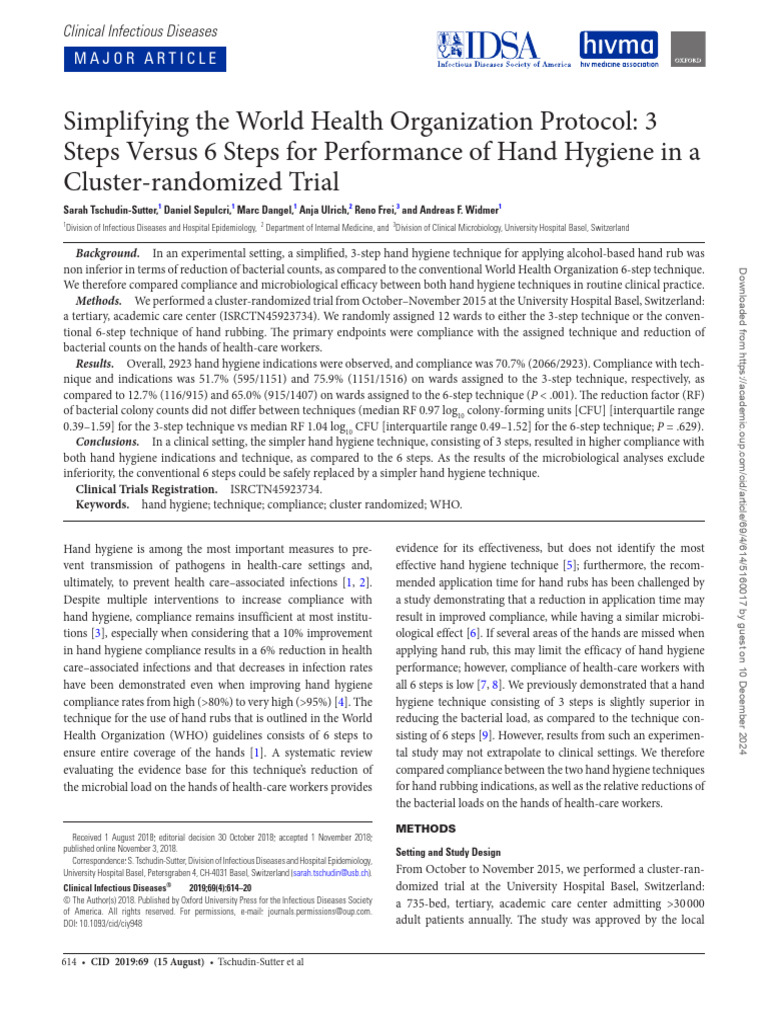 Simplyfying Hand Hygiene WHO Protocol Trial | PDF | Hand Washing | Gram ...