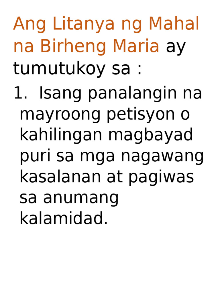 Ang Litanya NG Mahal Na Birheng Maria Ay Tumutukoy Sa | PDF