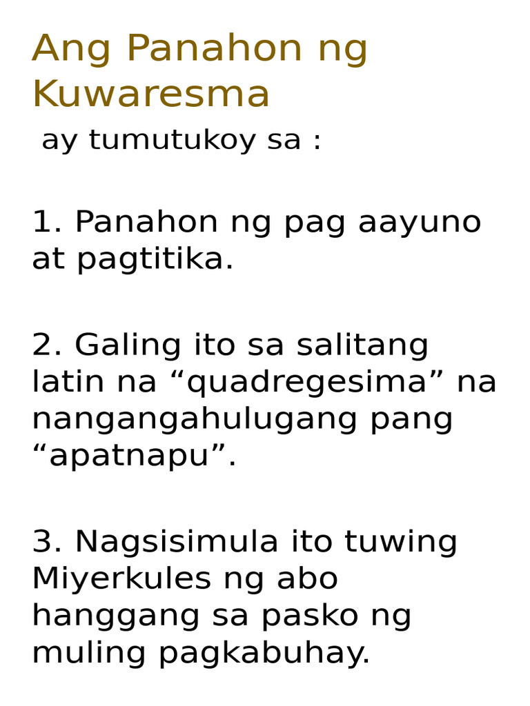 Ang Panahon NG Kuwaresma | PDF