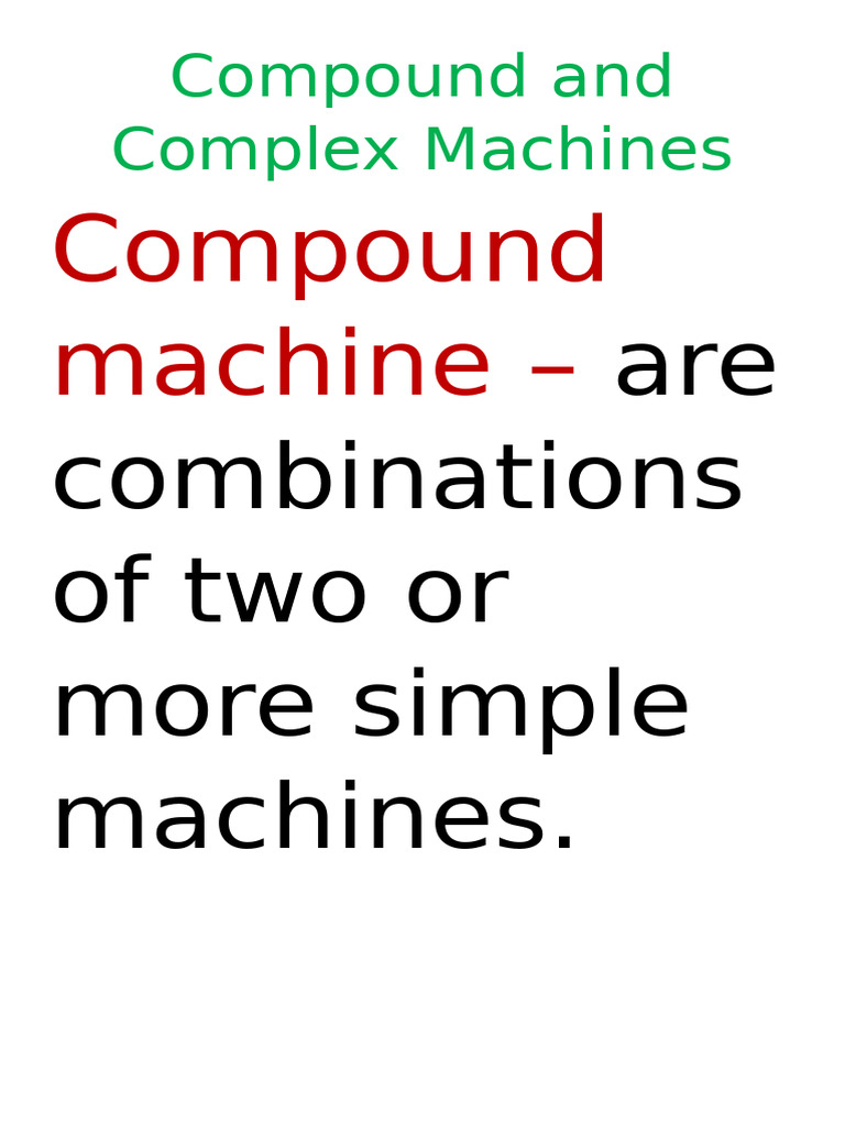 Compound and Complex Machines | PDF