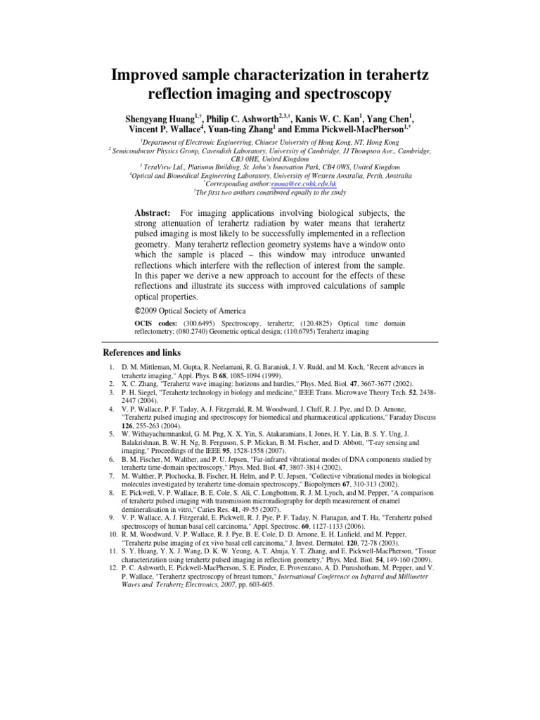 Improved Sample Characterization In Terahertz Reflection Imaging And