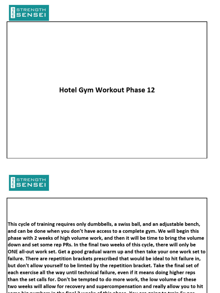 Hotel Gym Workout Phase 12 | PDF | Physical Fitness | Physical Exercise