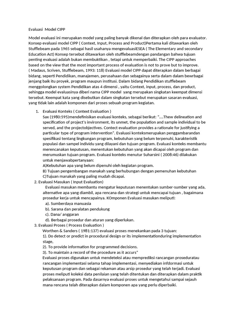 Evaluasi Model CIPP dalam Program | PDF