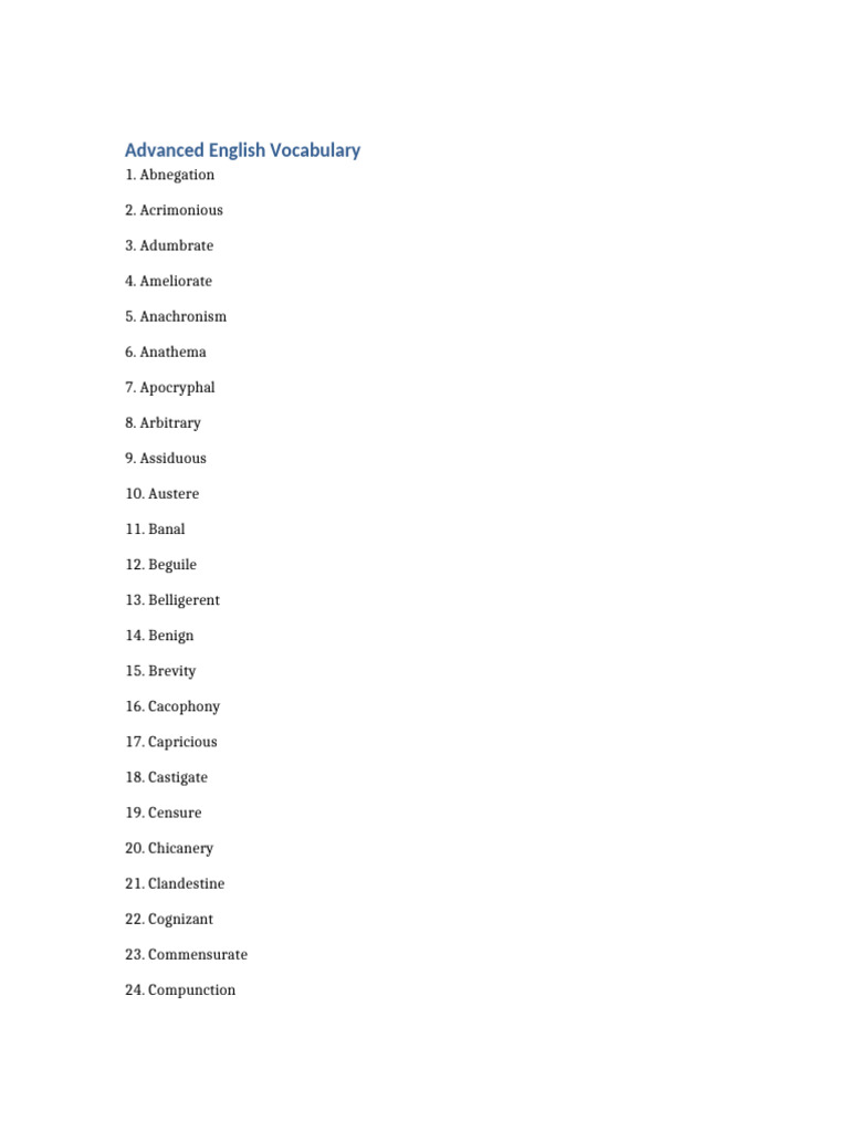 Advanced English Vocabulary | PDF