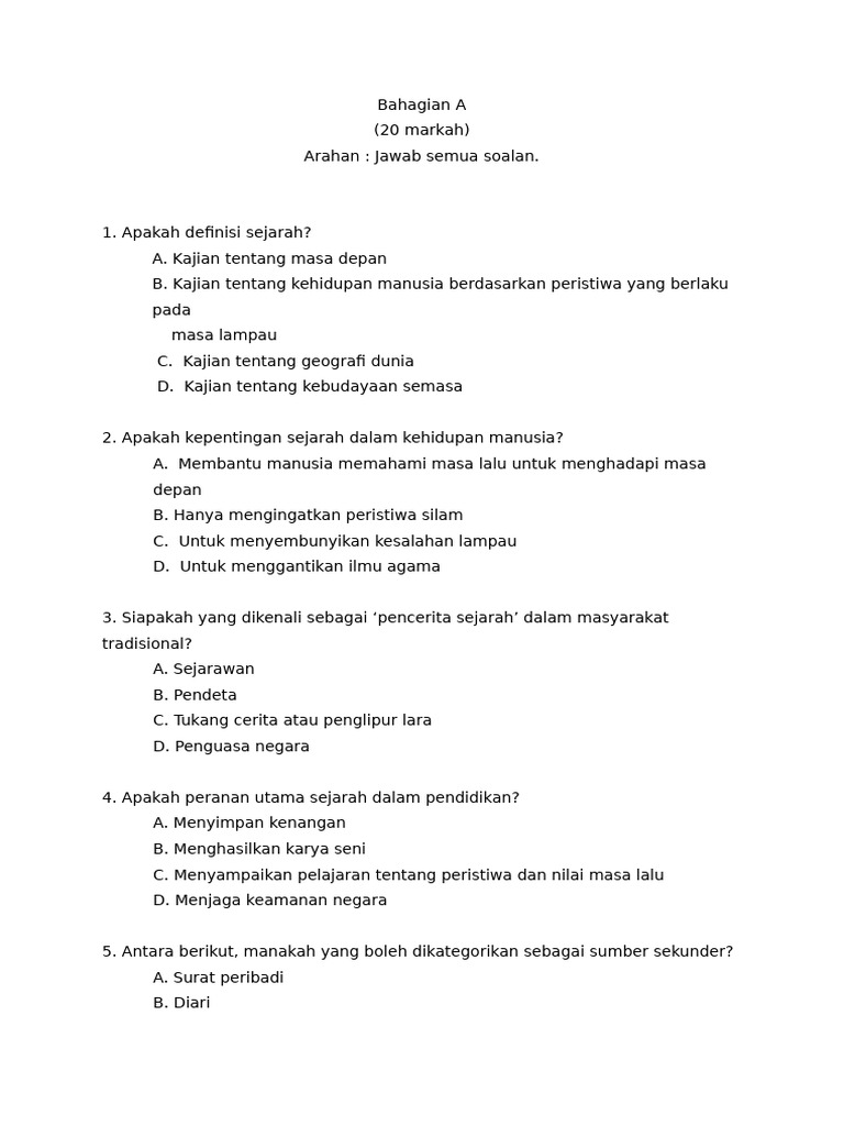 Sejarah Tahun 4 | PDF
