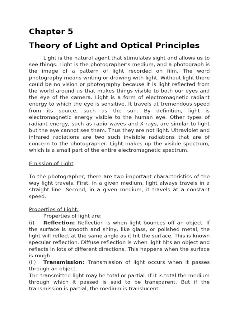 Light Theory and Optical Properties | PDF | Light | Electromagnetic ...