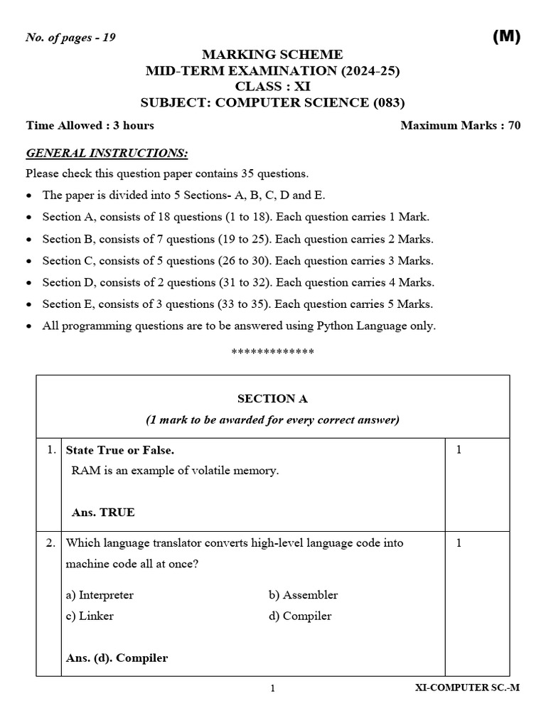 Xi - Computer Science - Doc-M | PDF | Boolean Data Type | Computer Programming