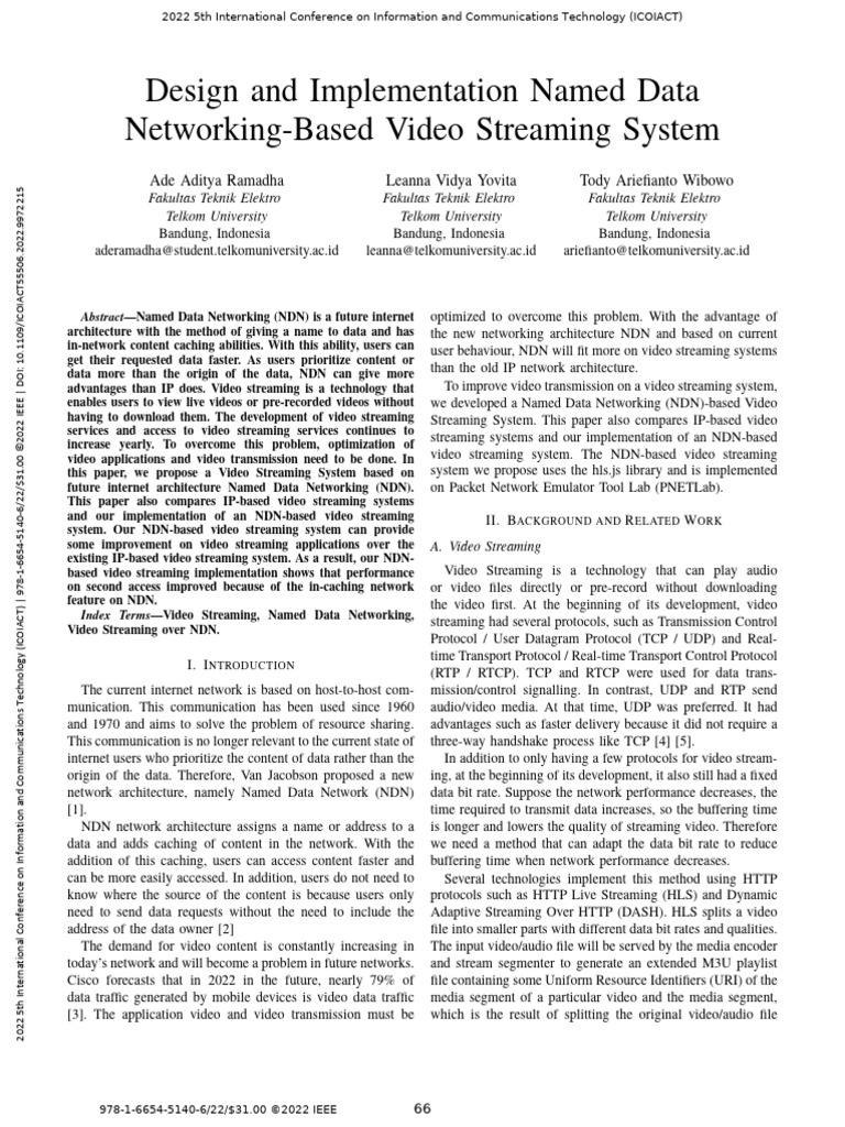 2022 Design and Implementation Named Data Networking-Based Video Streaming System | PDF ...