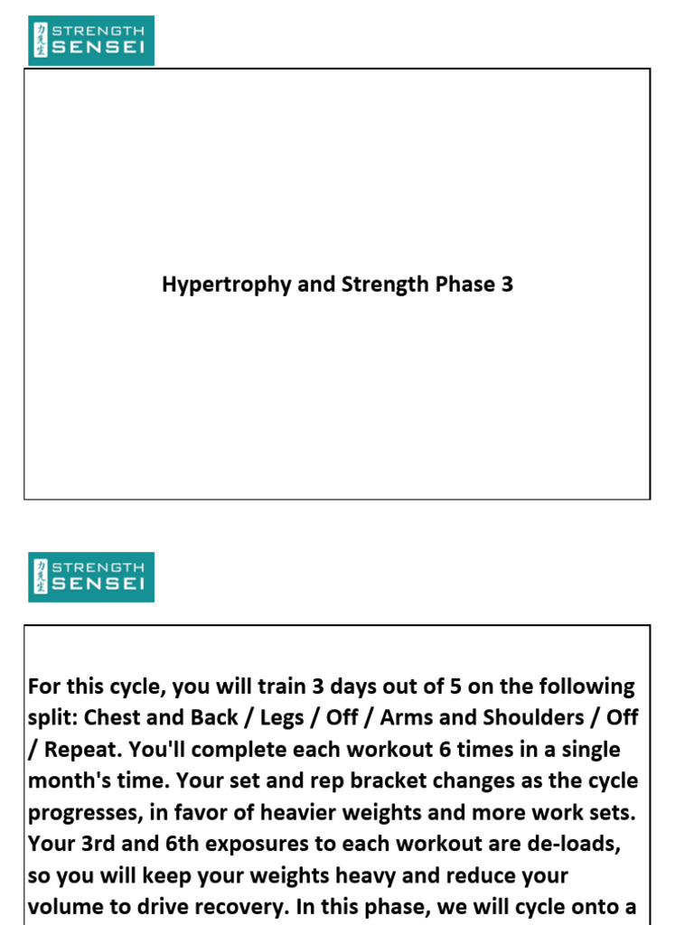 Hypertrophy and Strength Phase 3 Sheet1 | PDF | Strength Training ...