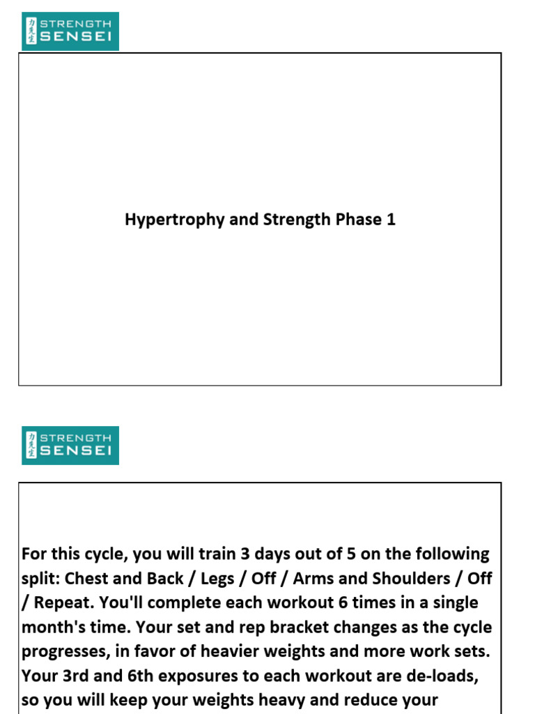 Hypertrophy Training Phase 1 Guide | PDF | Strength Training ...