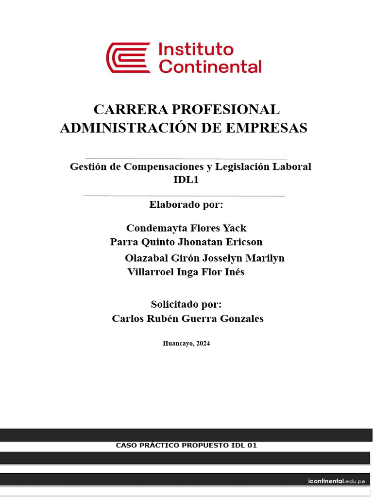 CPP1. Gestión de Compensaciones y Legislación Laboral. Yack Condemayta Flores. | PDF | Salario ...