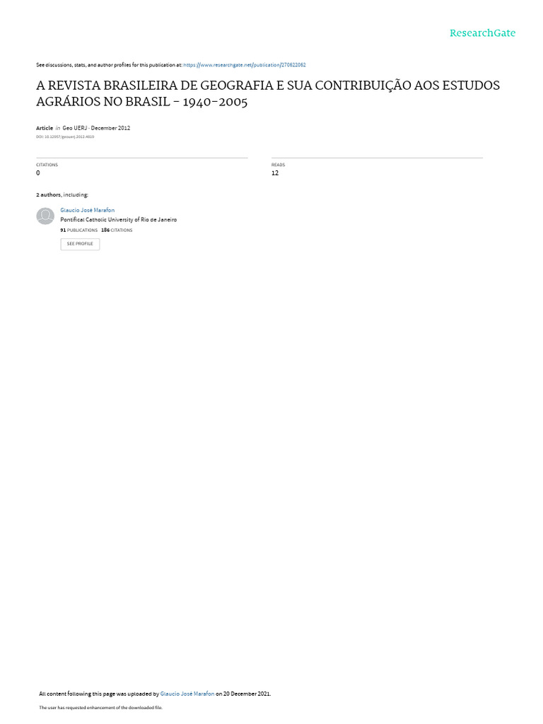 A Revista Brasileira de Geografia e Sua Contribuic | PDF | Geografia ...