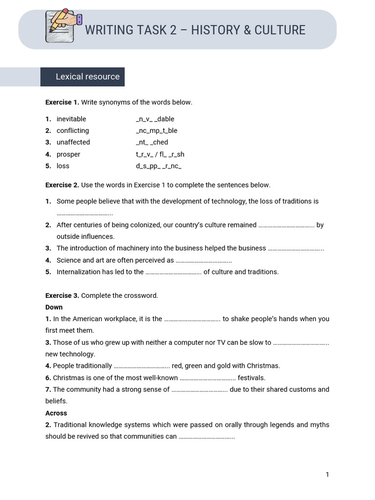 Lesson 15. Writing Task 2. History & Culture | PDF