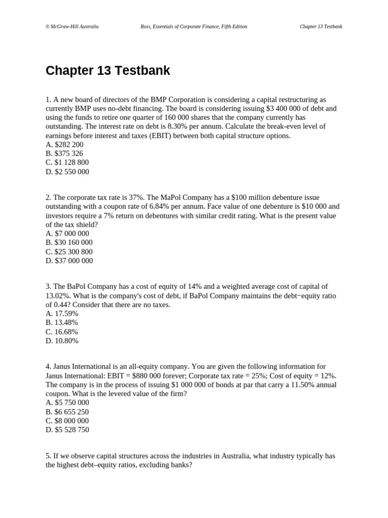 Capital Structure and Bankruptcy Insights | PDF | Capital Structure | Bankruptcy