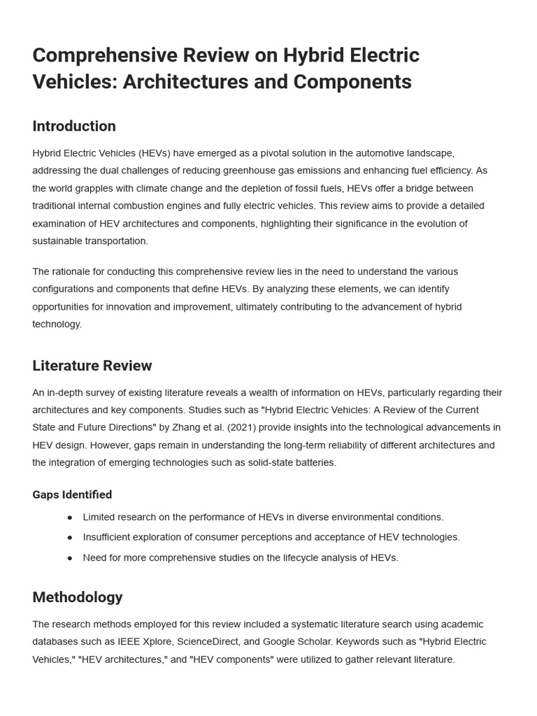 Comprehensive Review On Hybrid Electric Vehicles - Architectures and ...