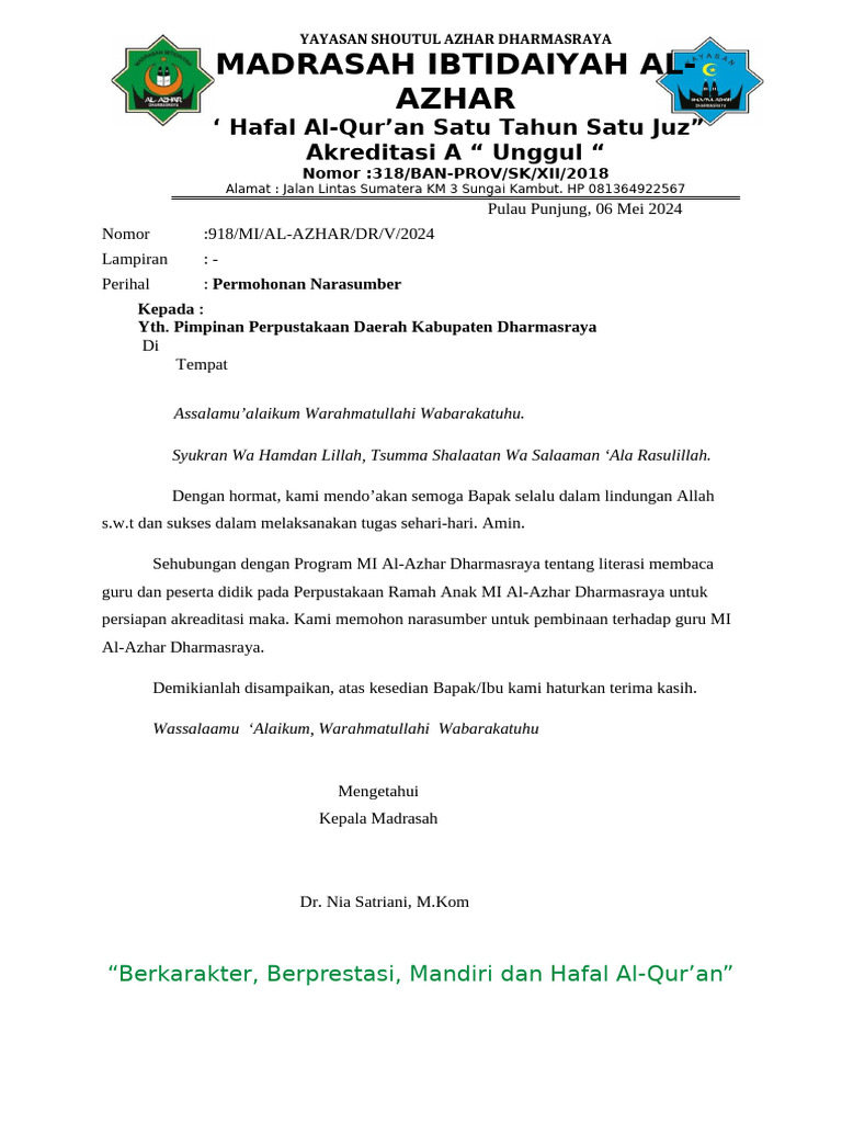 Surat Izin Perpustakaan Daerah Sumbar | PDF