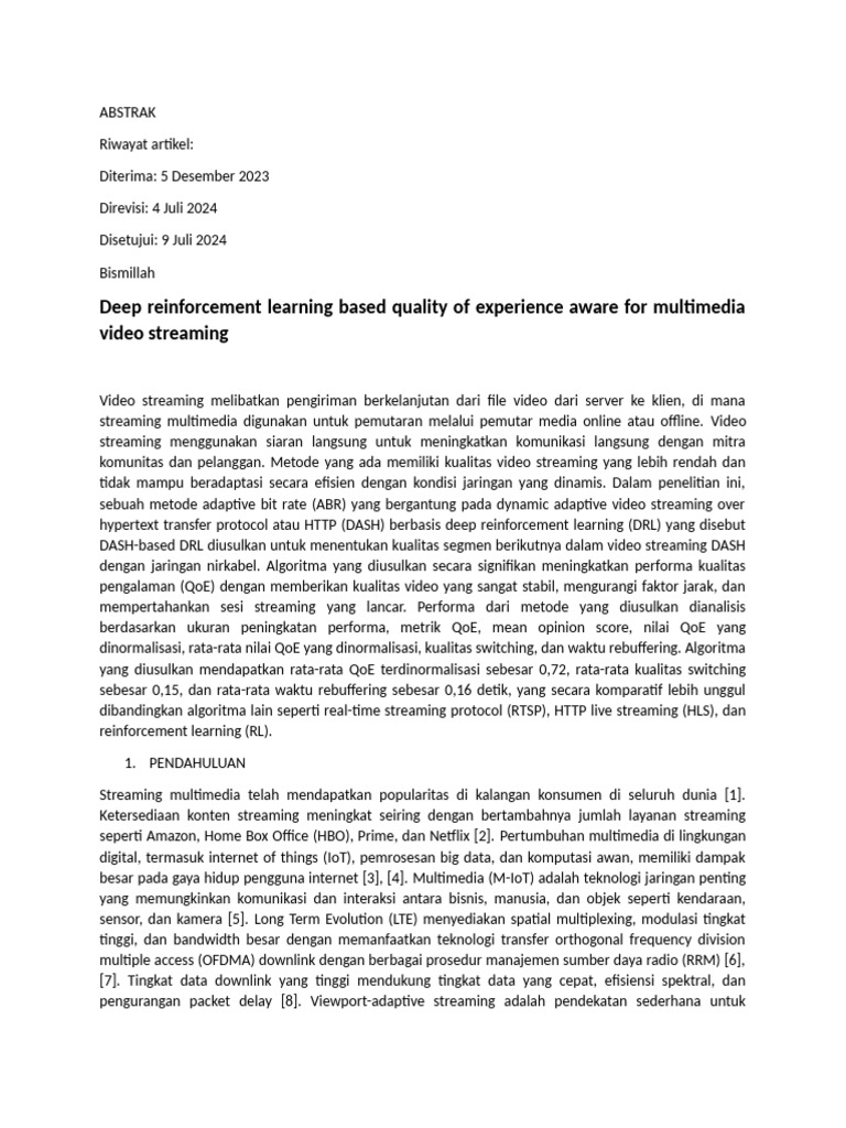 Deep reinforcement learning based quality of experience aware | PDF